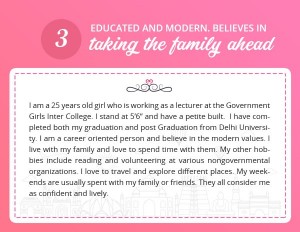 5 Stunning Matrimonial Profile Description Samples | Lovevivah ...